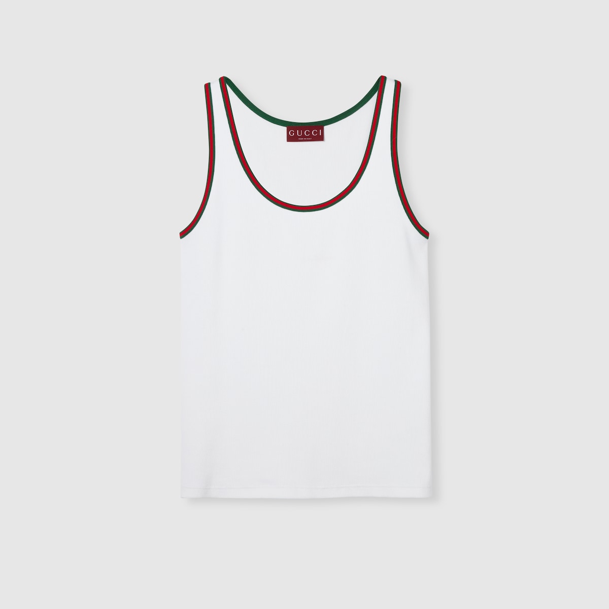 Rib cotton tank top with Web in white | GUCCI® CA