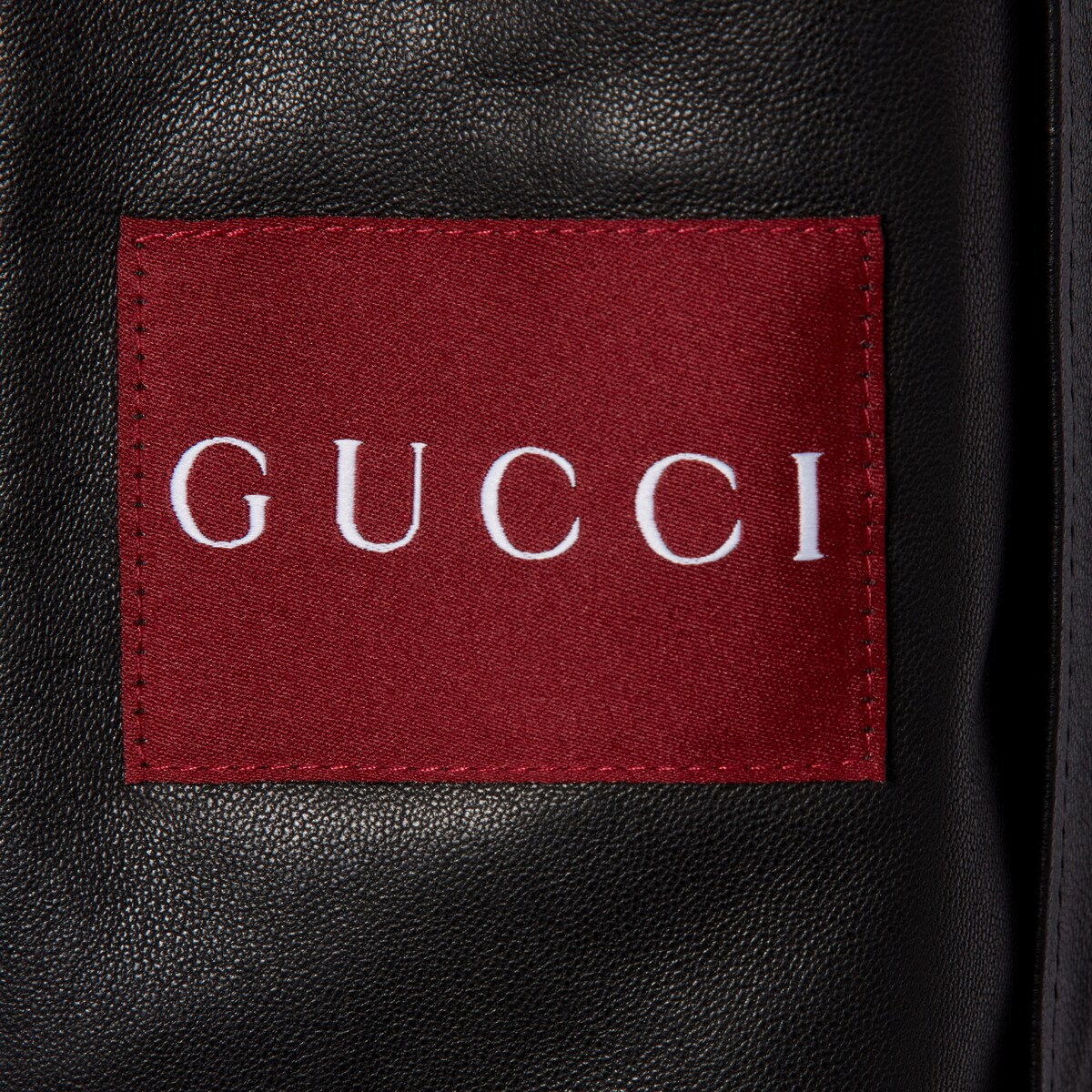 Leather bomber jacket with logo in black | GUCCI® ZA