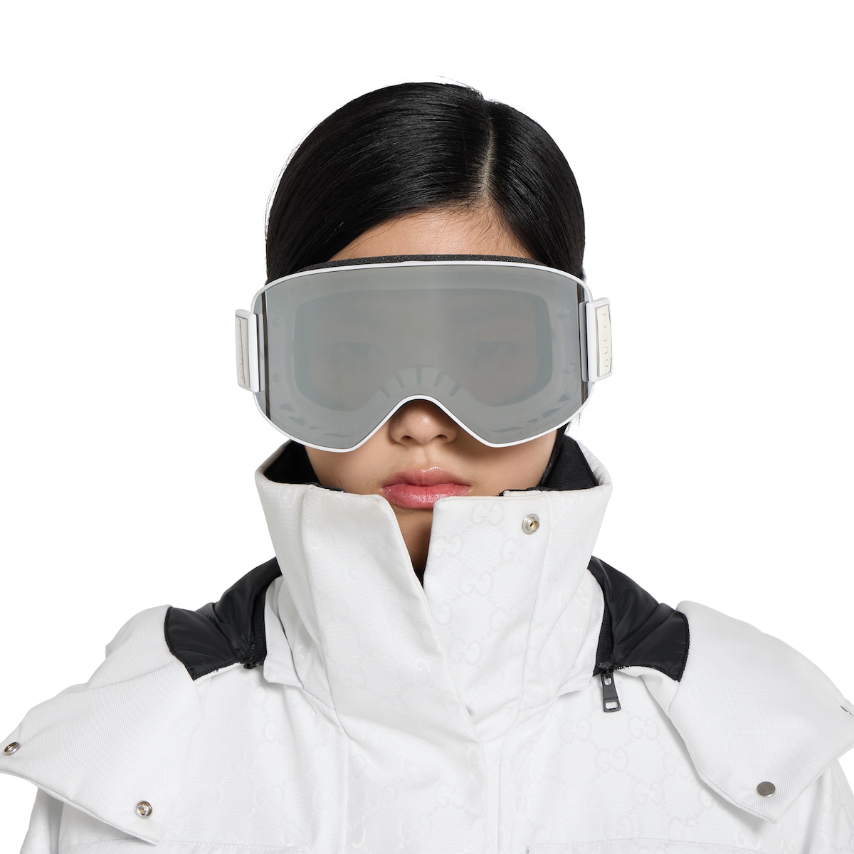 Mask-shaped sunglasses in white | GUCCI® INT