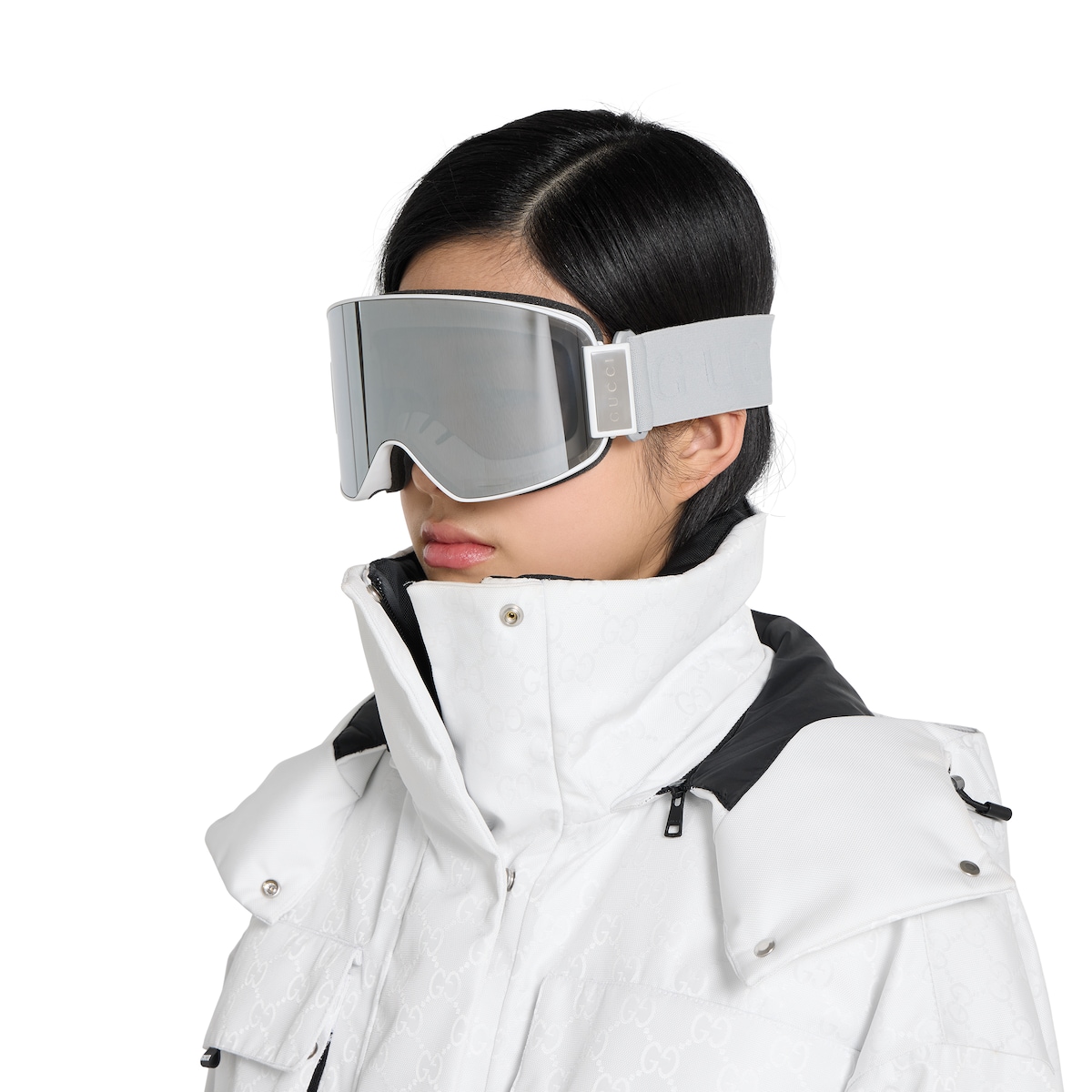 Mask-shaped sunglasses in white | GUCCI® INT