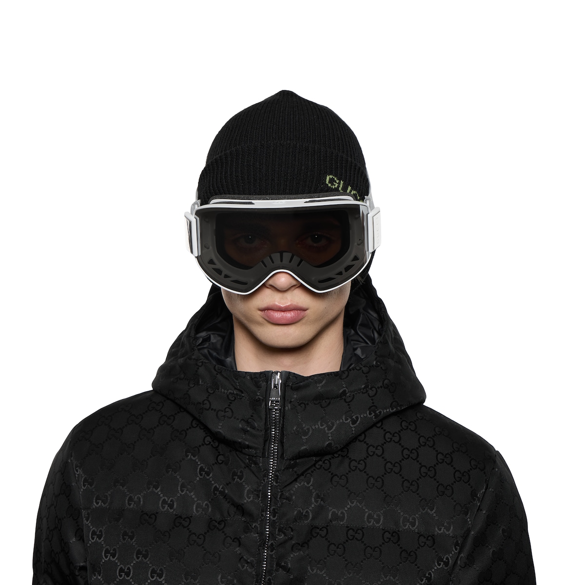 Mask-shaped sunglasses in white | GUCCI® US