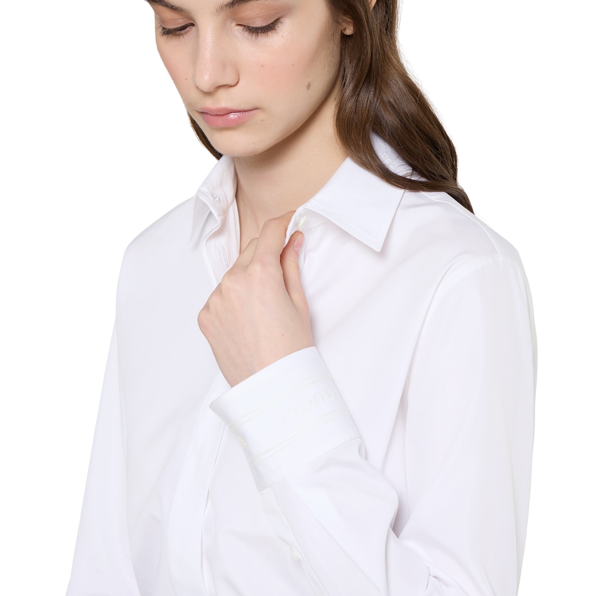 Cotton poplin shirt with embroidery in white | GUCCI® US