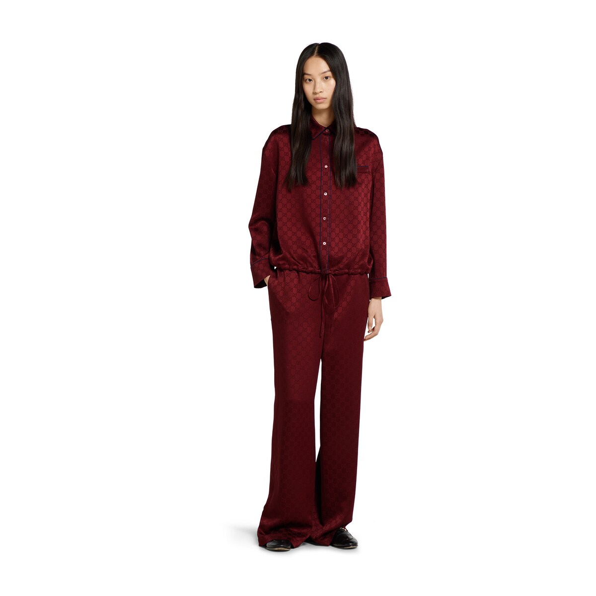 GG satin pants in rosso ancora red | GUCCI® US