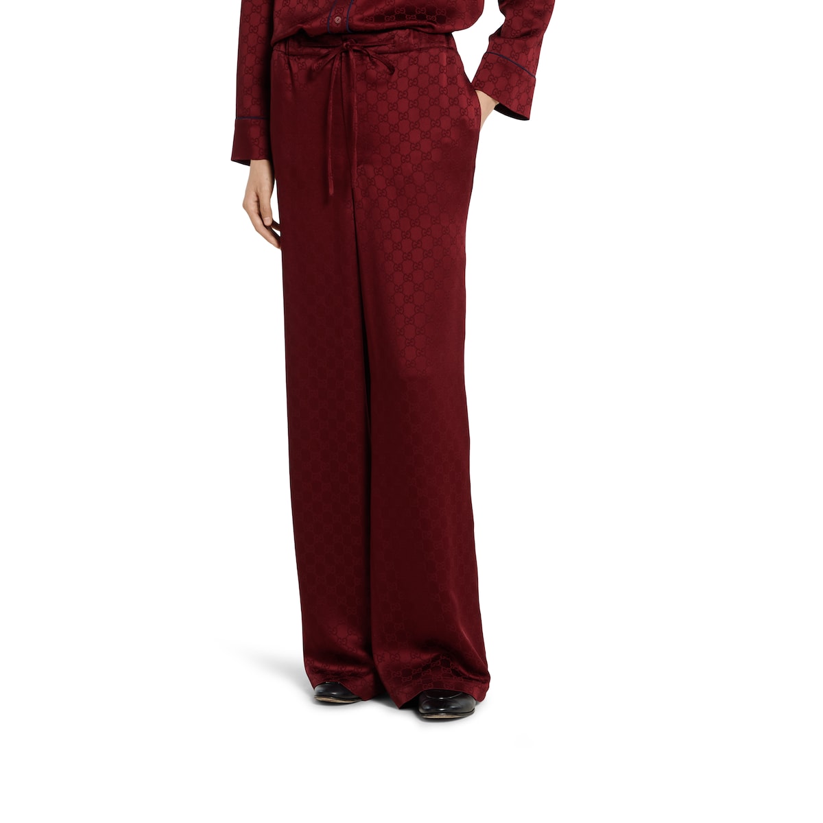 GG satin pants in rosso ancora red | GUCCI® US