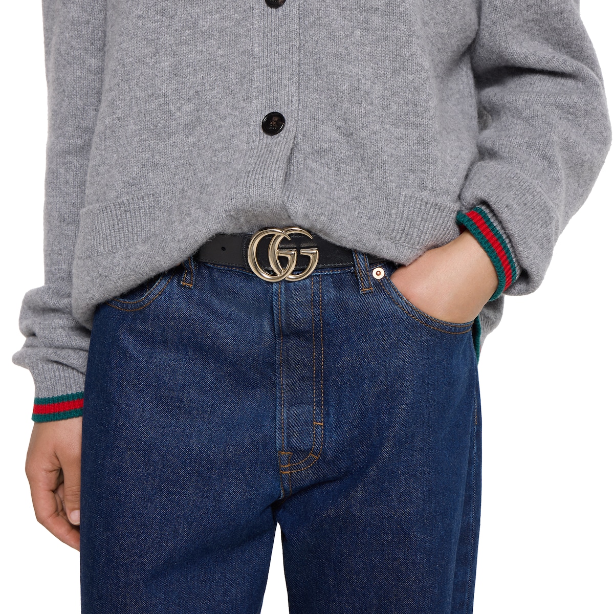 Cinturón reversible GG Marmont en Supreme beige y piel negra | GUCCI® MX