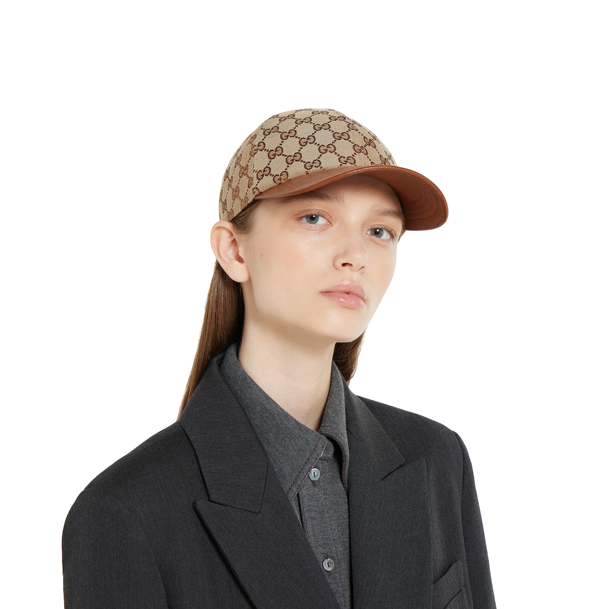 GG canvas baseball hat in beige and dark brown | GUCCI® AU