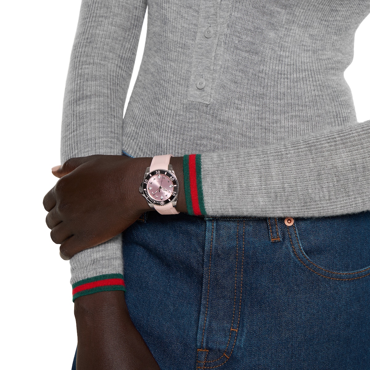 Gucci Dive watch, 36mm in pink rubber | GUCCI® US