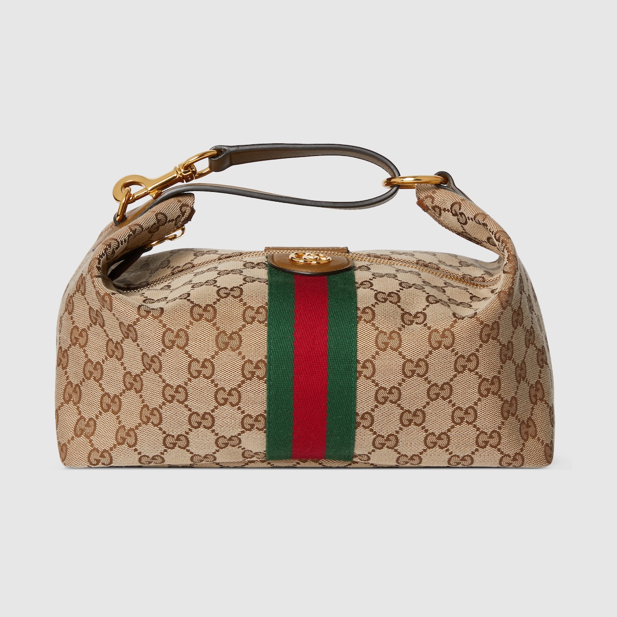 Bolso de mano Gucci Vanity con asa mediano en lona GG beige y marrón ...