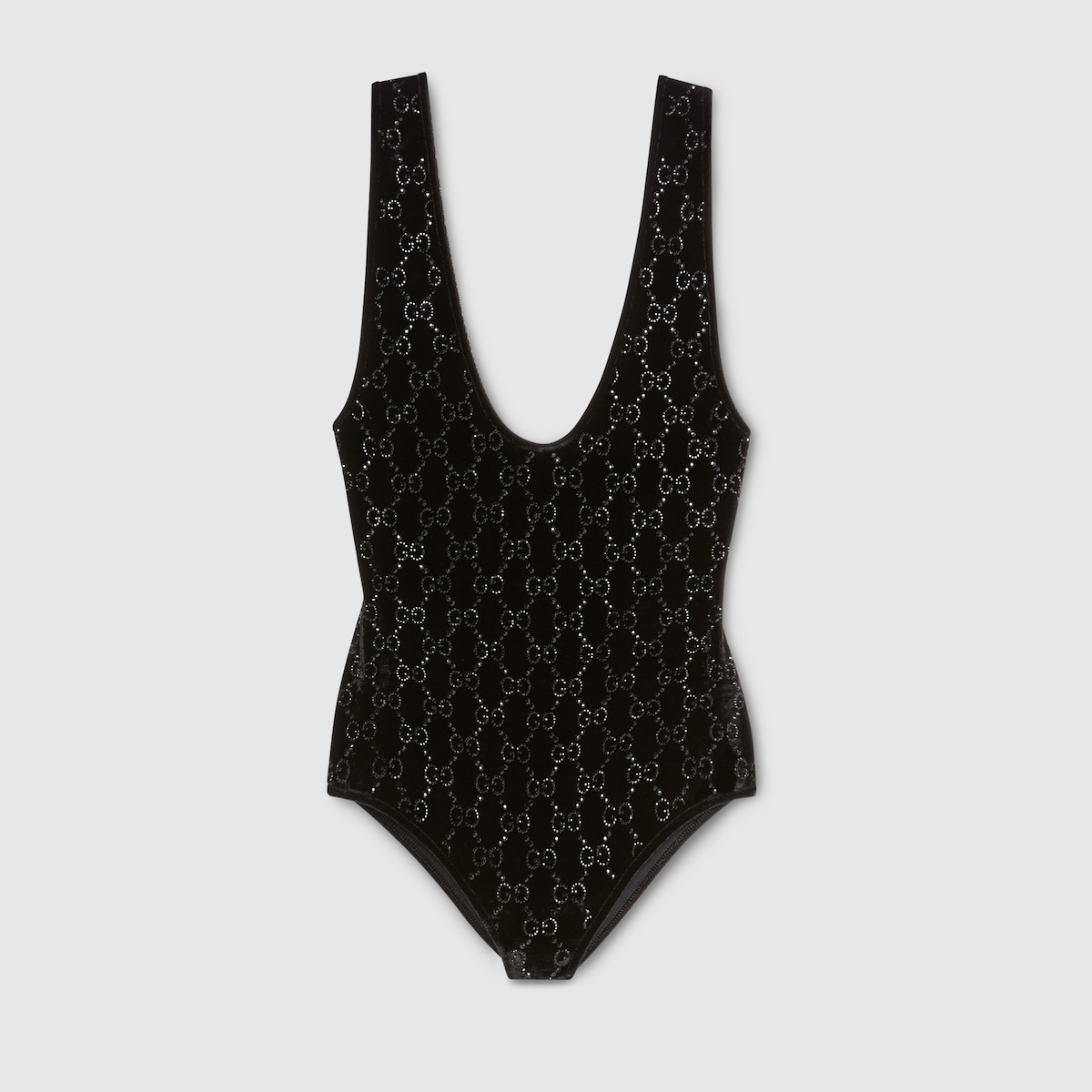 Chenille bodysuit with GG crystals in black | GUCCI® AU