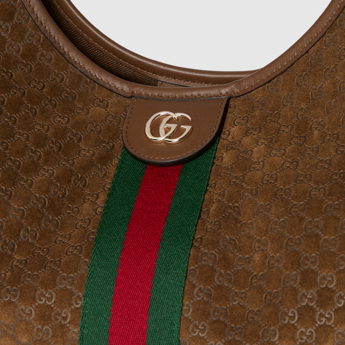 Gucci Giglio large tote bag in medium brown GG suede | GUCCI® UK