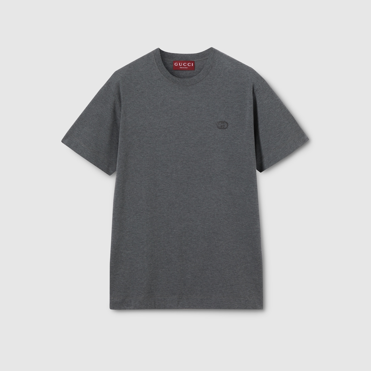 Cotton jersey T-shirt with embroidery in grey | GUCCI® AU