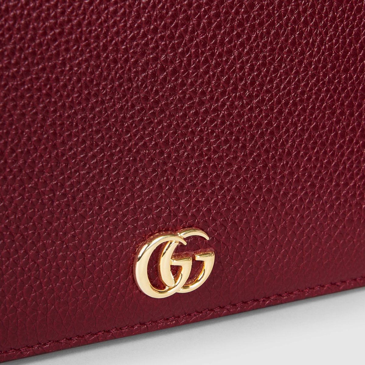 GG Marmont wallet on chain in Rosso Ancora red and pink leather | GUCCI® US