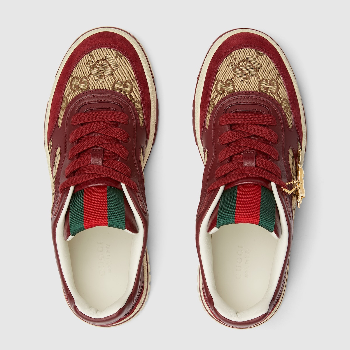 Women's Gucci Re-Web sneaker in Rosso Ancora red leather trim | GUCCI® US