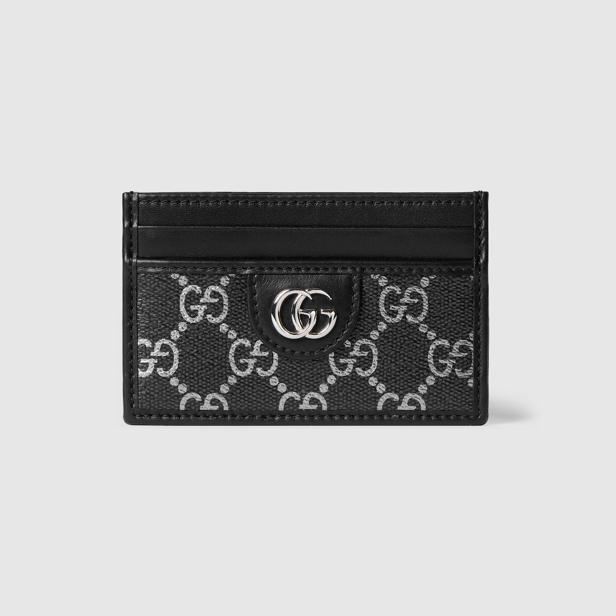GG card case in black and silver GG fabric | GUCCI® FI
