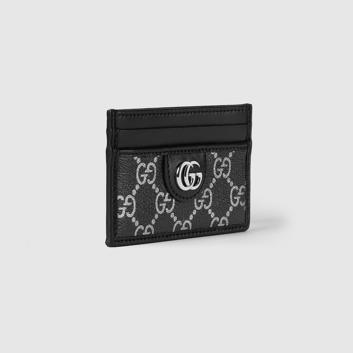 GG card case in black and silver GG fabric | GUCCI® FI