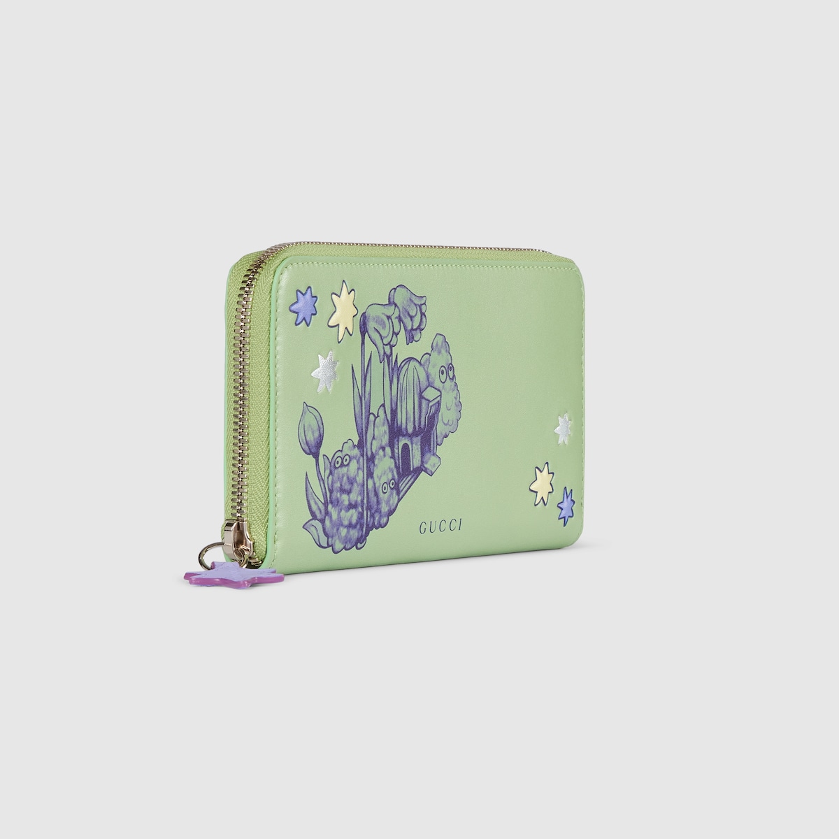 Yuko Higuchi bi-colour zip-around wallet in light green and purple ...