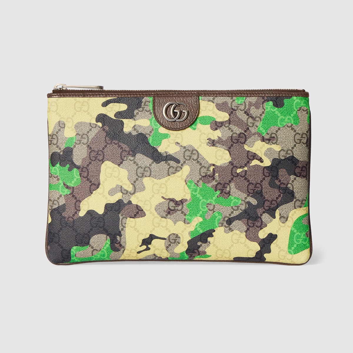 GG pouch in green and yellow GG fabric | GUCCI® US