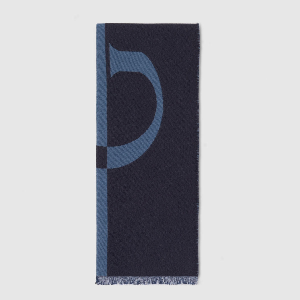 Wool scarf with Gucci logo in navy and light blue | GUCCI® AU