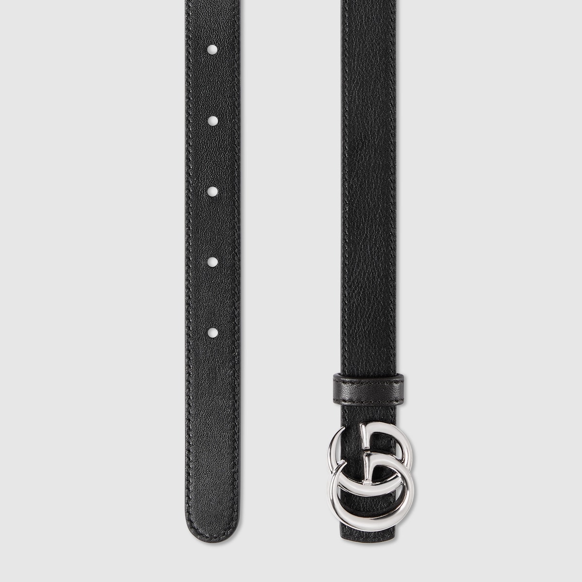 Reversible GG Marmont thin belt in black GG Supreme and black leather ...