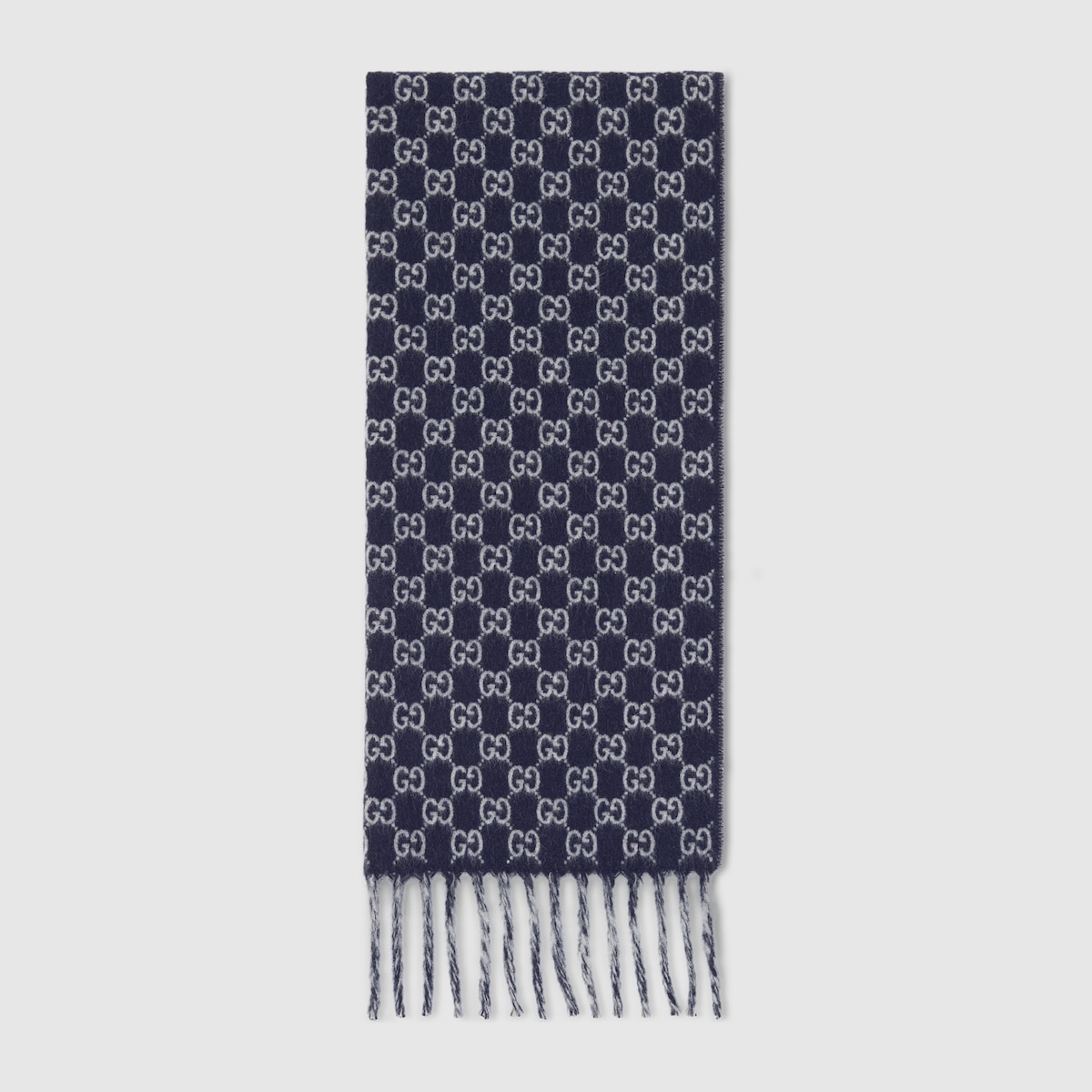 GG wool cashmere scarf in dark blue and light grey | GUCCI® CH