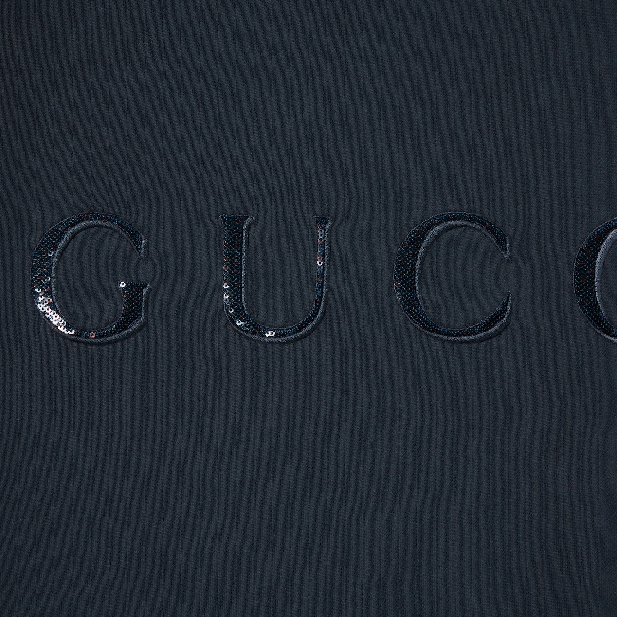 Cotton jersey sweatshirt with embroidery in navy | GUCCI® UK