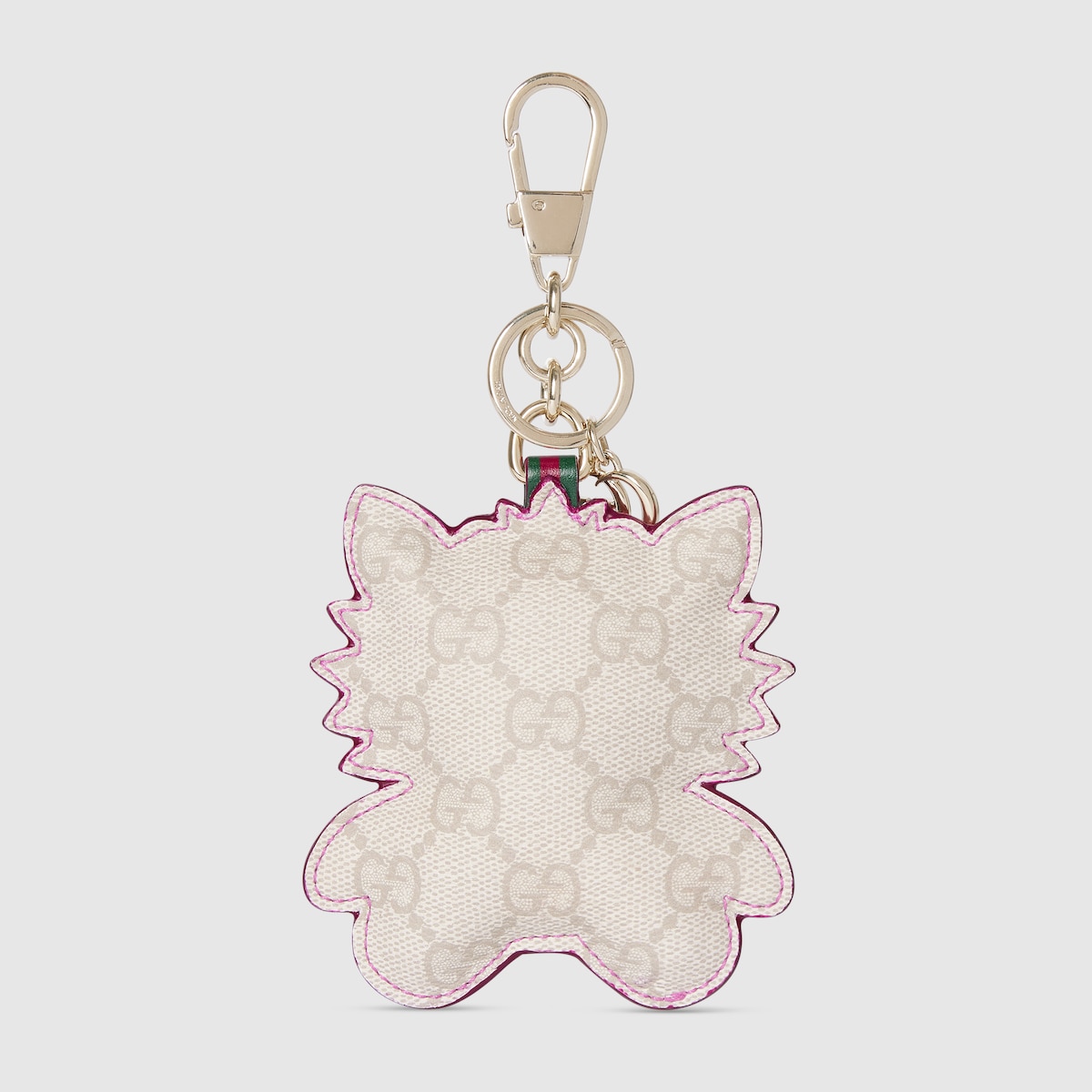 Gucci Besties keychain in white and grey GG fabric | GUCCI® SG