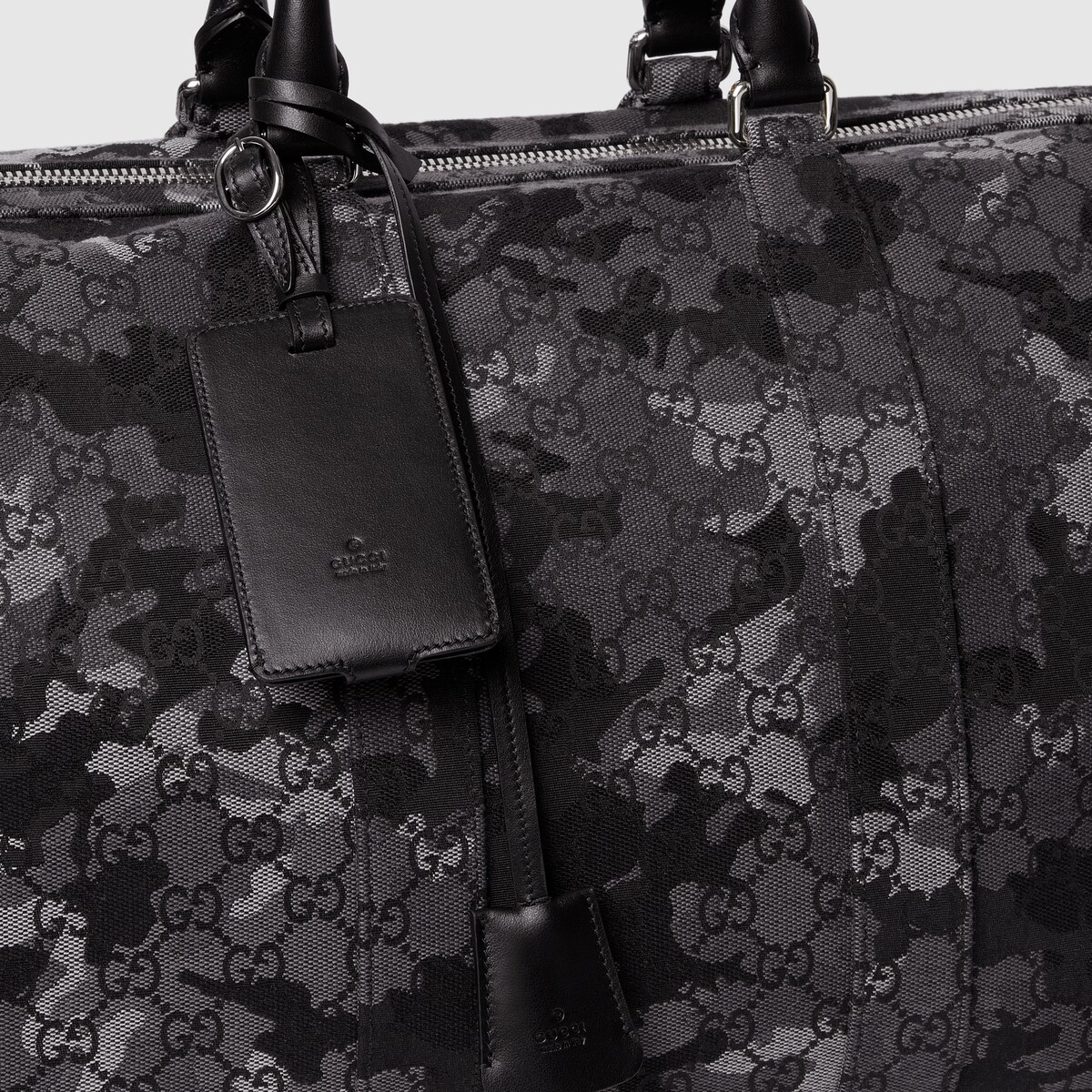 GG canvas large duffle bag in black camouflage GG canvas | GUCCI® MX