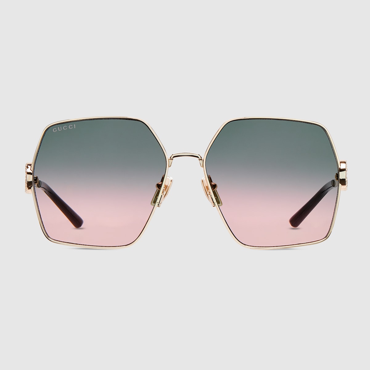 Oval frame sunglasses in gold | GUCCI® US