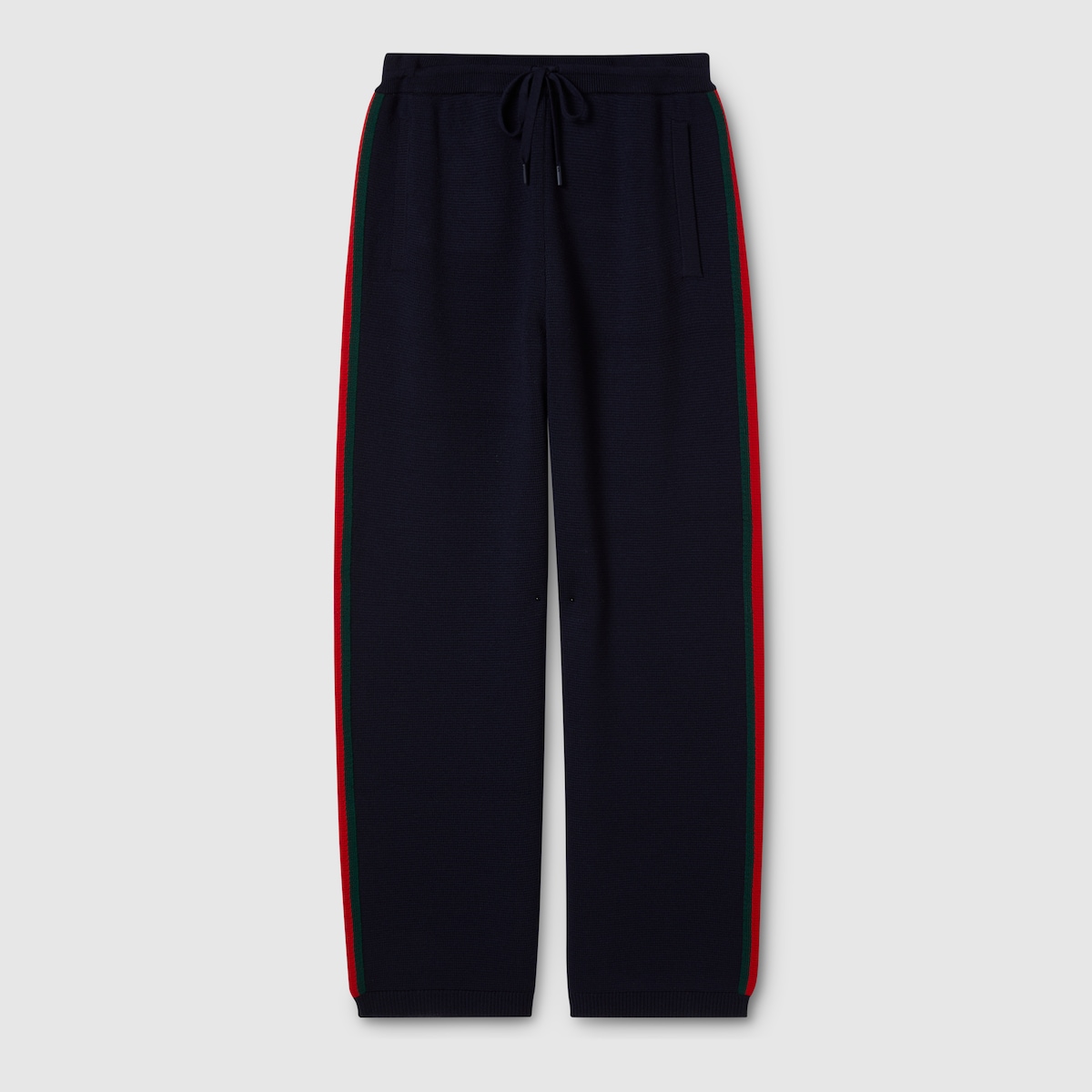Stitch wool leisure pants with Web in dark blue | GUCCI® ZA