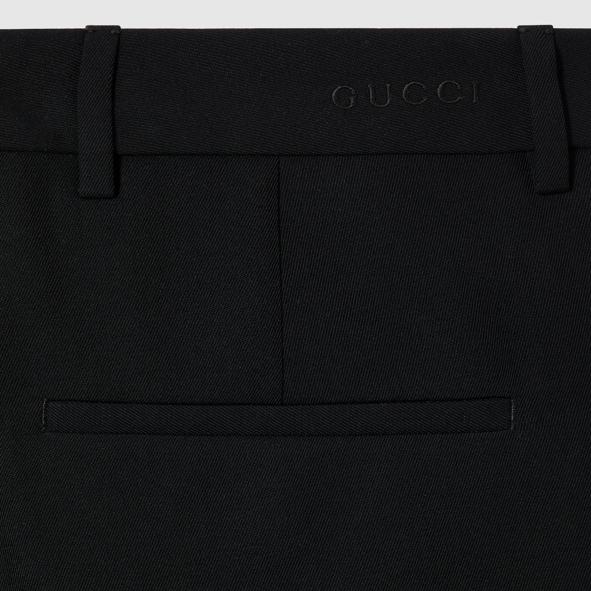 Wool gabardine pant with embroidery in black | GUCCI® CA