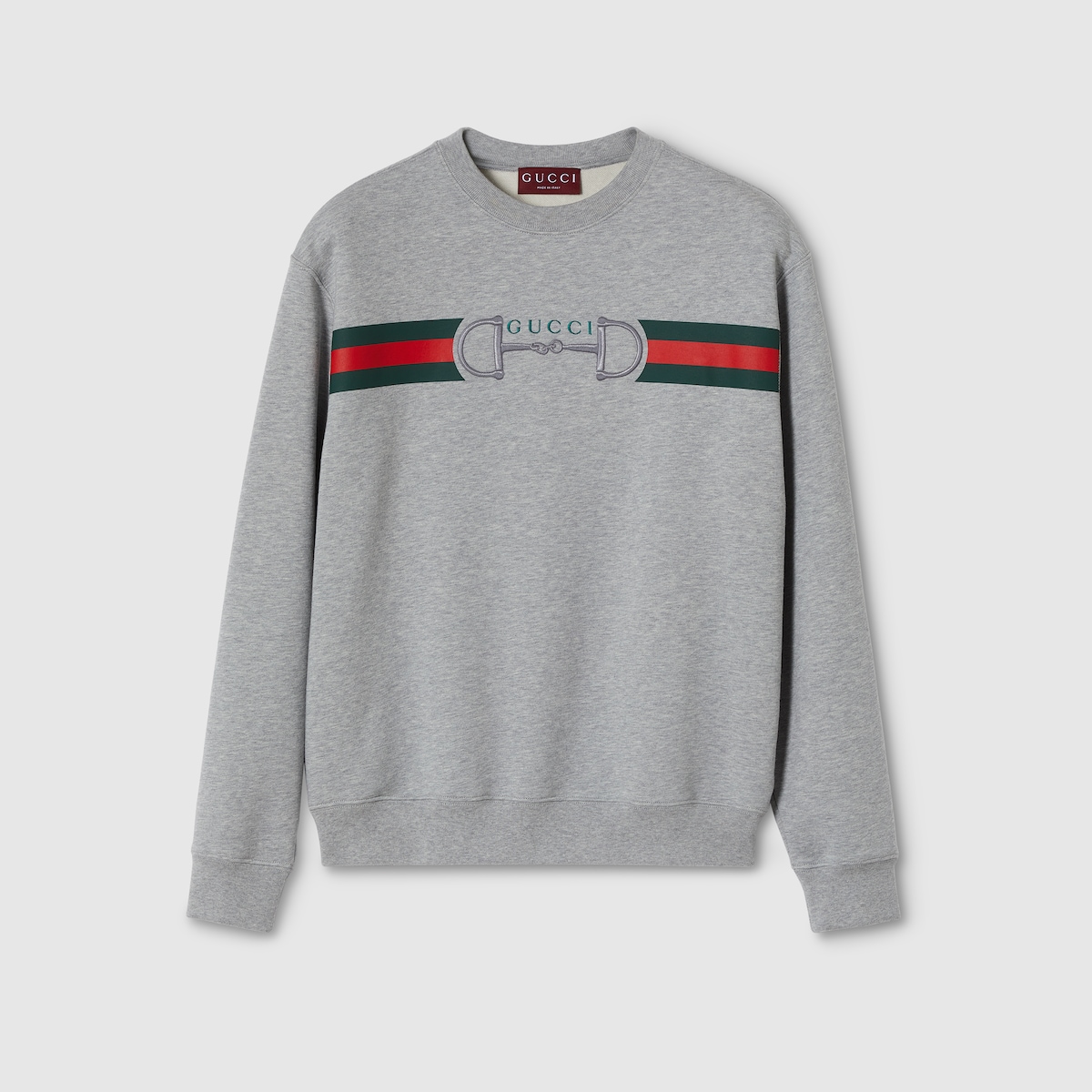 Cotton jersey sweatshirt with print in grey | GUCCI® NL