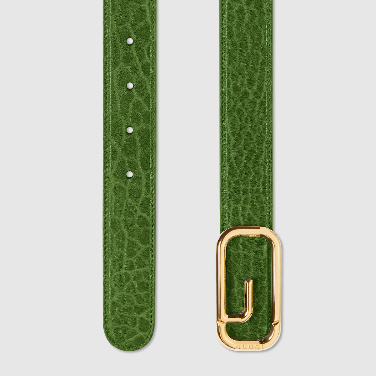 Reversible belt with square G buckle ingreen and black leather | GUCCI ...