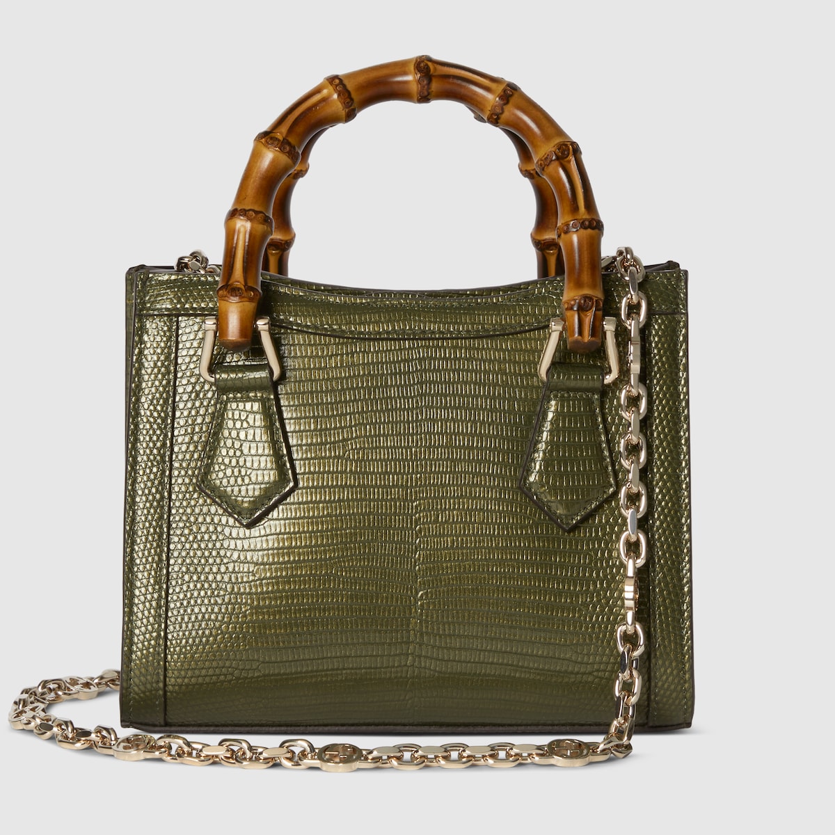 Gucci Diana lizard small tote bag in forest green | GUCCI® PT