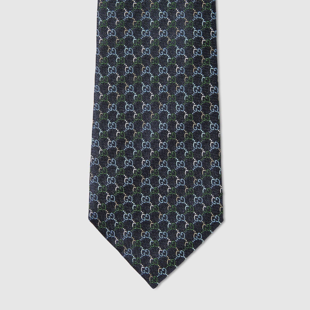 GG silk jacquard tie in blue and dark green | GUCCI® SG