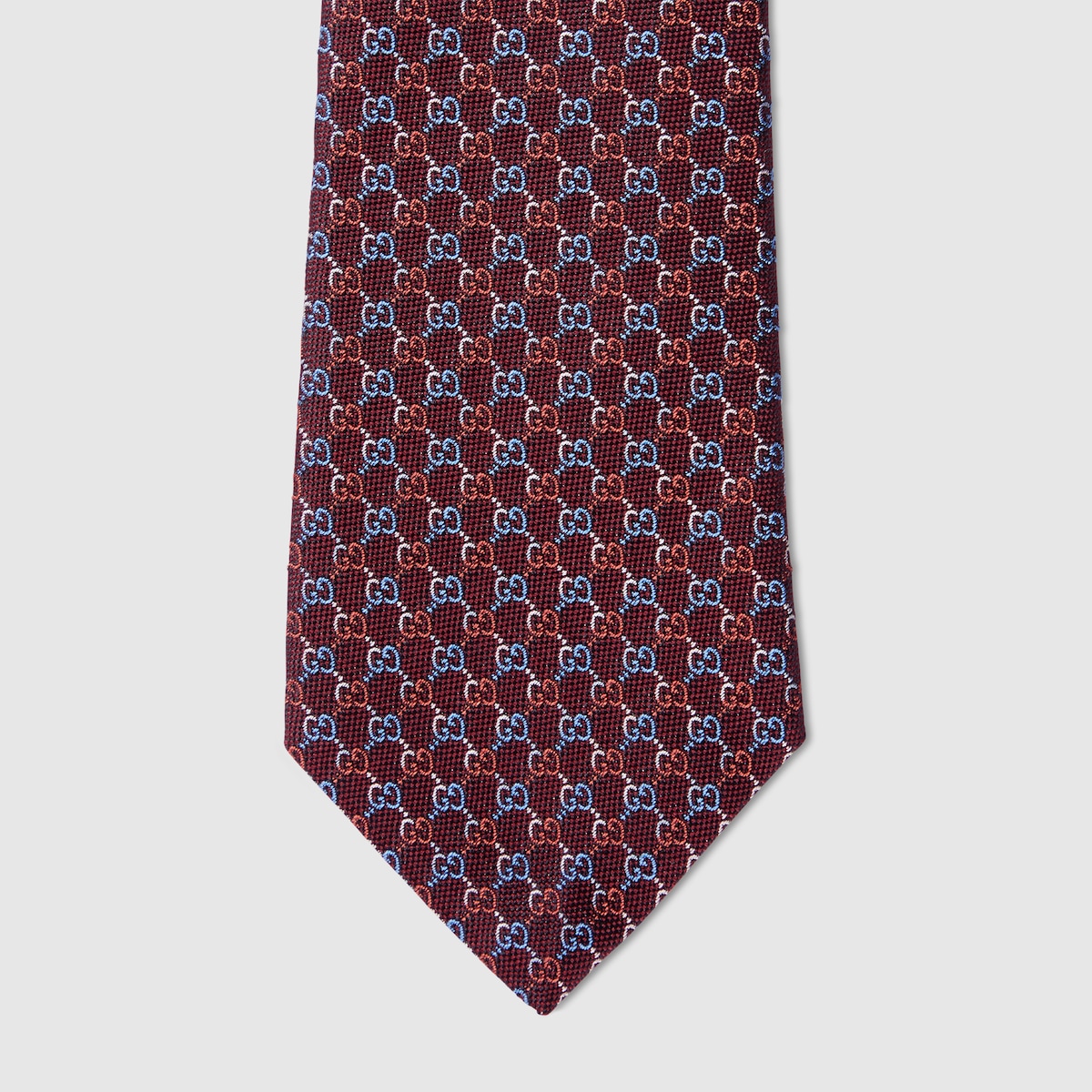 GG silk jacquard tie in red and light blue | GUCCI® AE