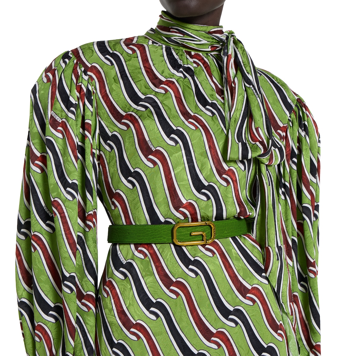 Reversible belt with square G buckle in green and black leather | GUCCI® TR