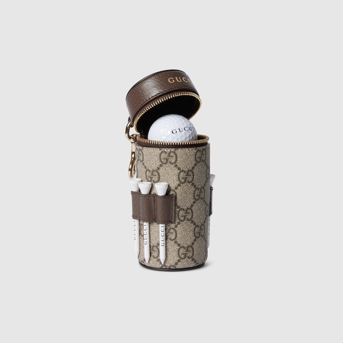 GG golf ball and tees case in beige and brown | GUCCI® ZA