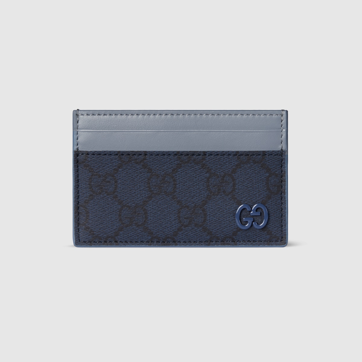 Dusty blue trim GG card case in dark blue GG Supreme | GUCCI® US