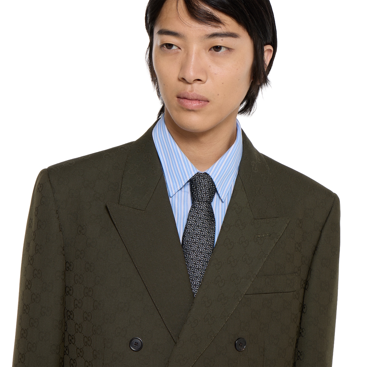 GG wool jacquard suit in dark green | GUCCI® ZA