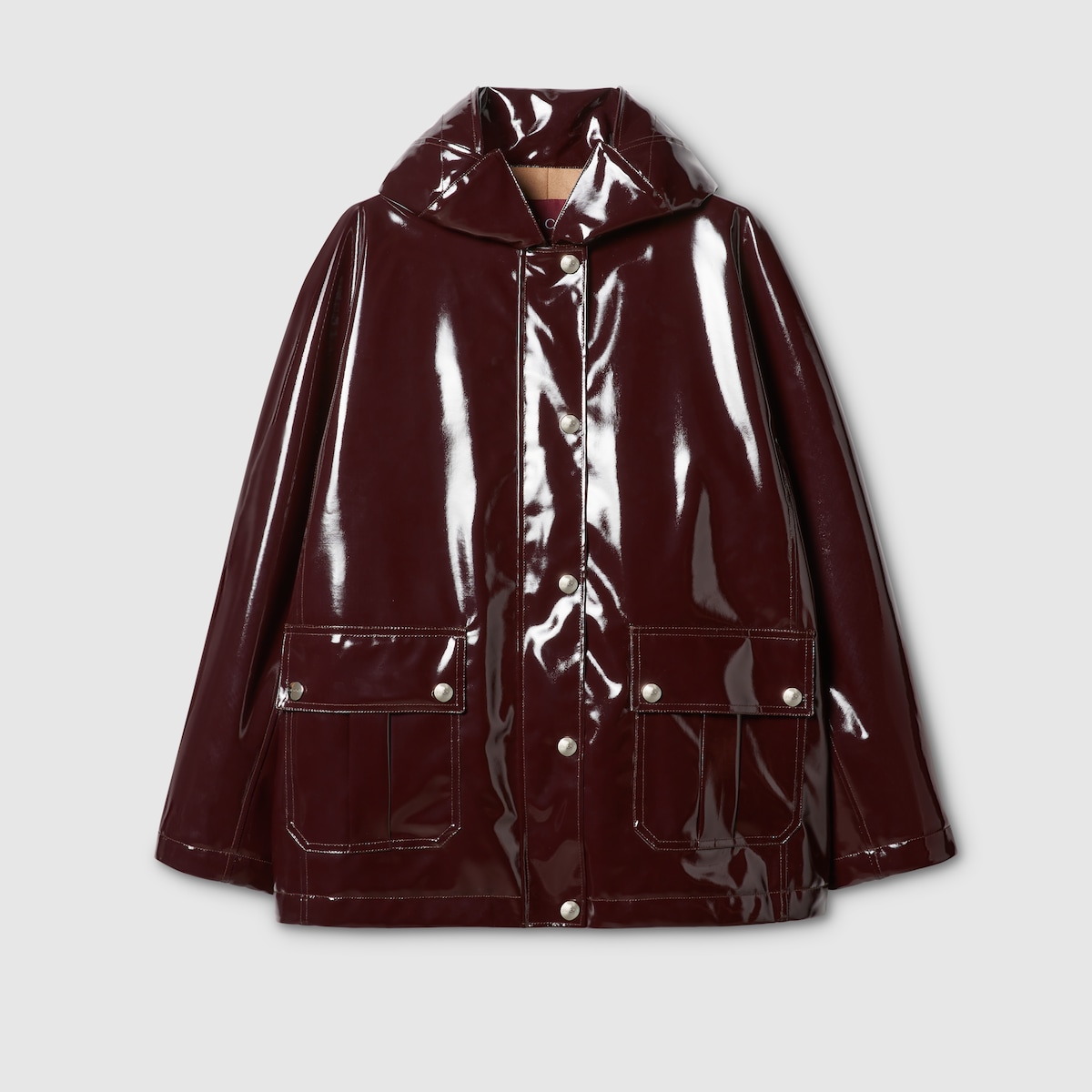 เสื้อแจ็คเก็ต Ciré fabric jacket inสีแดงเบอร์กันดีเข้ม | GUCCI® TH
