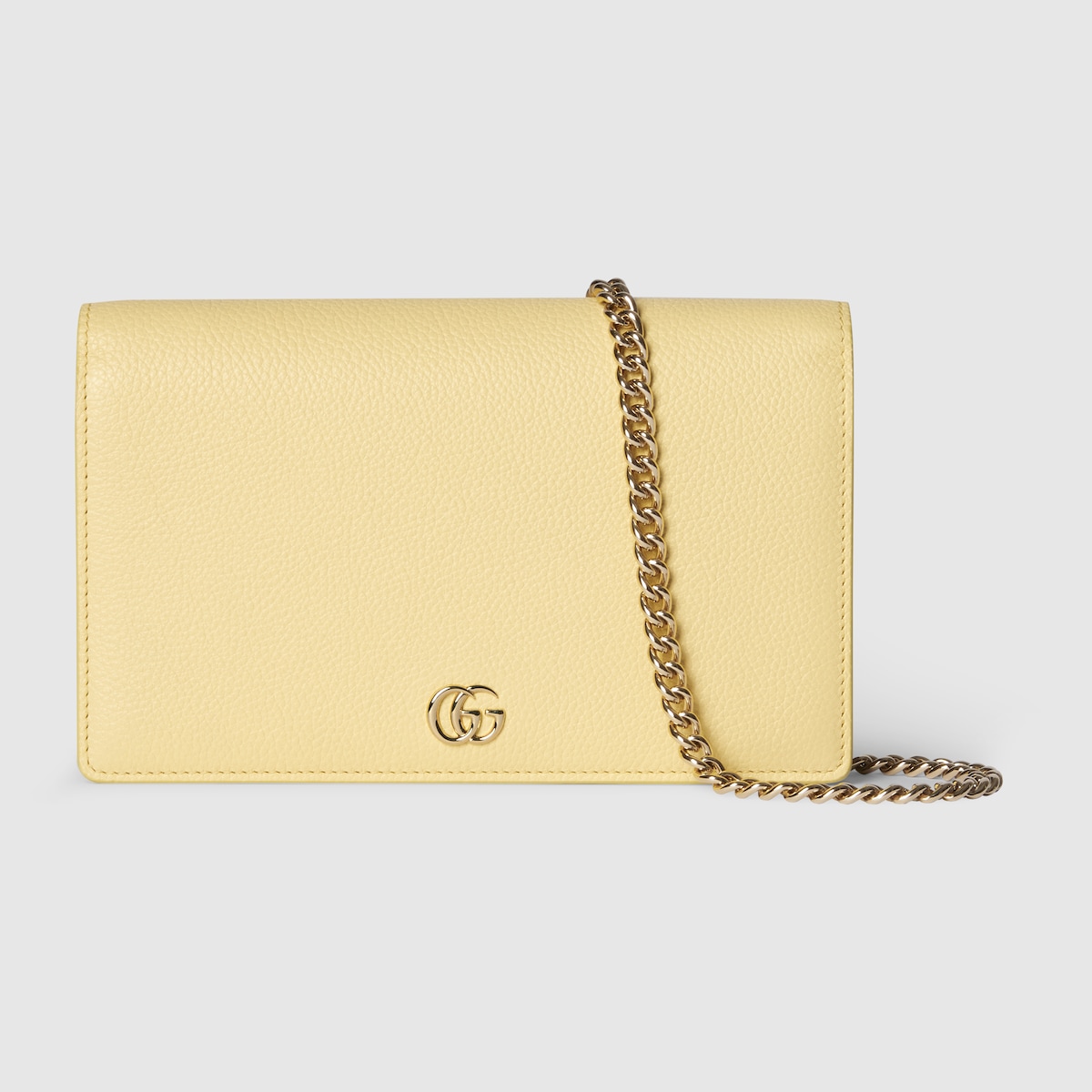 Cartera con cadena GG Marmont en piel color amarillo claro | GUCCI® MX