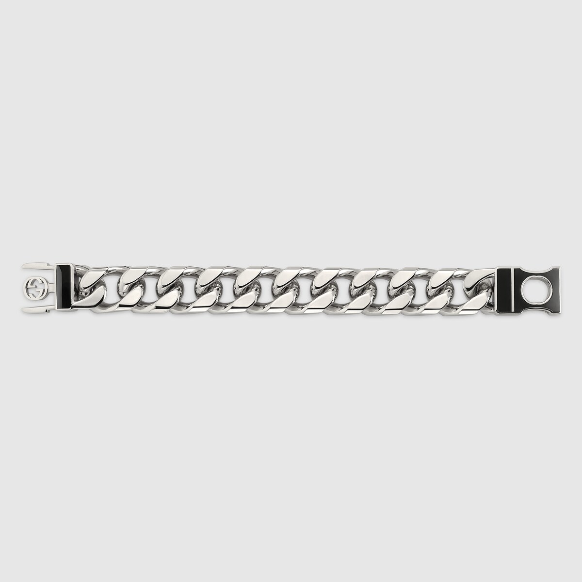 Gucci Interlocking chain bracelet with buckle in palladium-toned brass ...