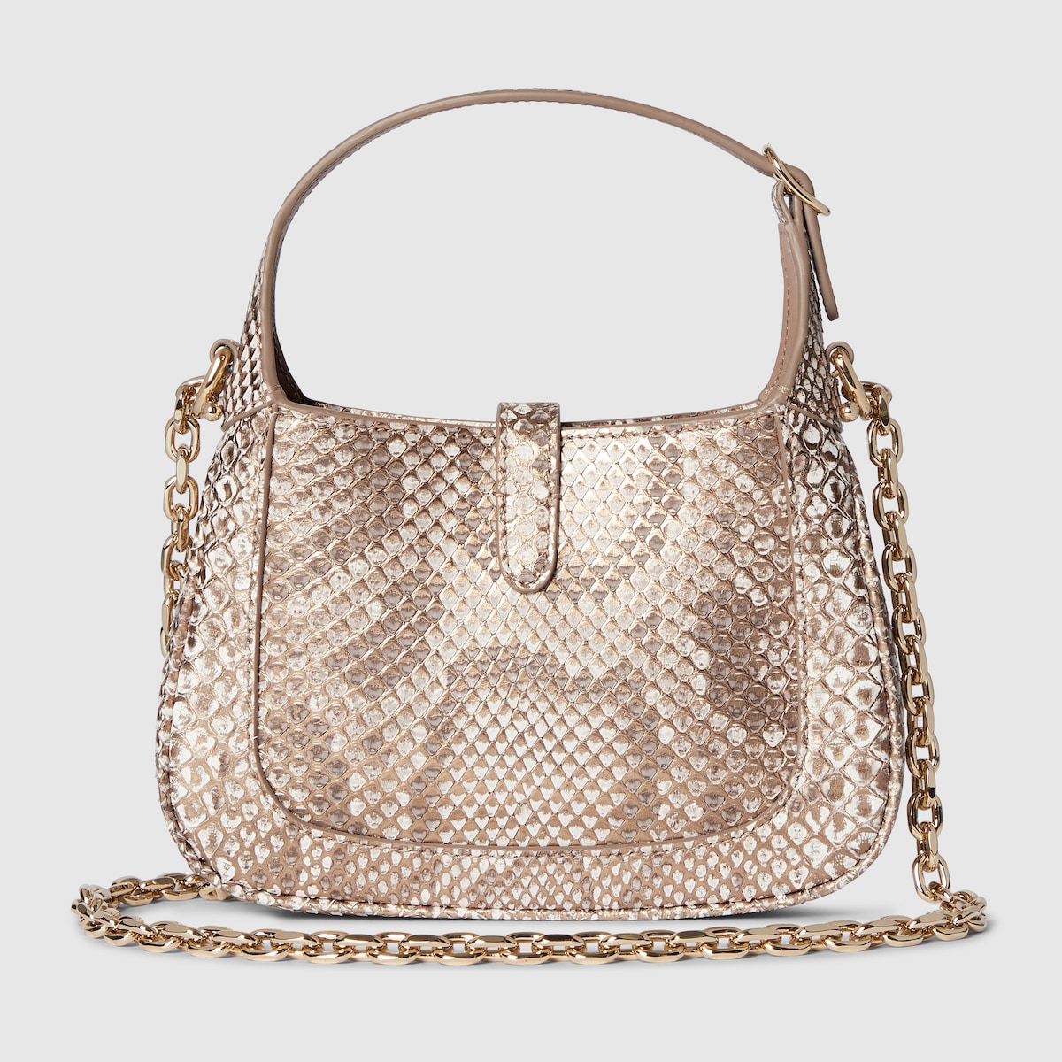 Gucci Jackie 1961 python mini bag in metallic gold | GUCCI® UK