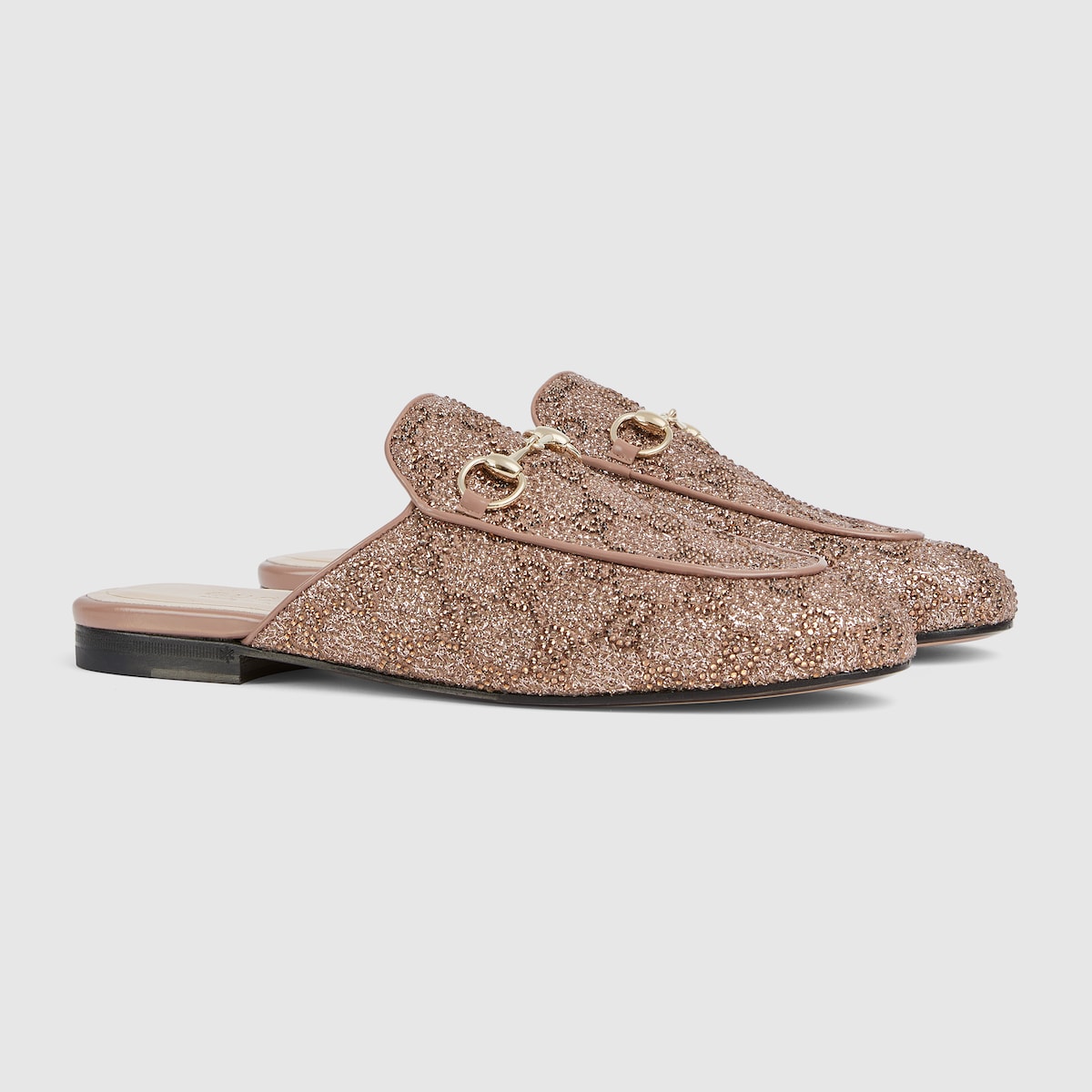 Women's crystal Princetown slipper in taupe GG crystal fabric | GUCCI® SI