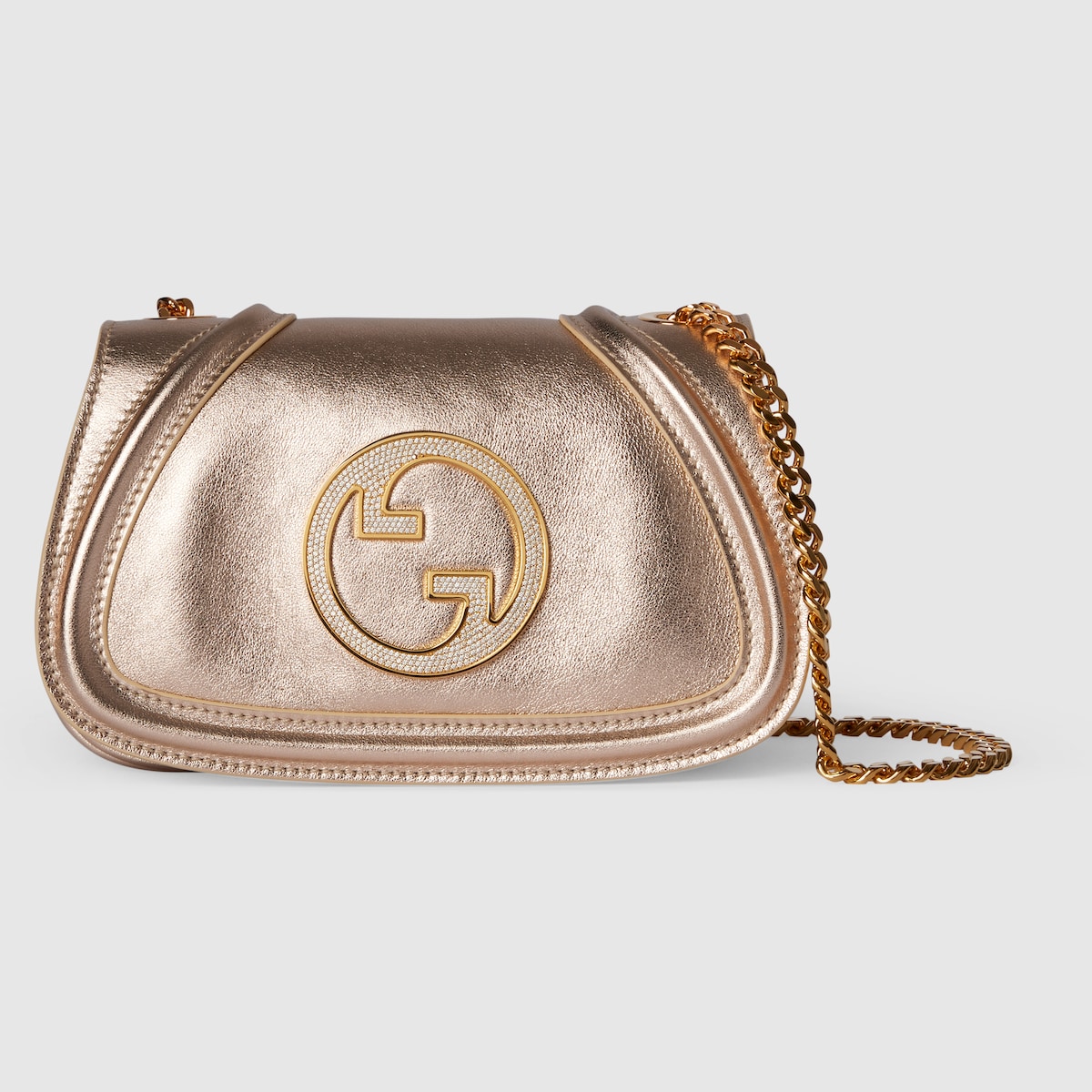 Gucci Blondie small shoulder bag in metallic gold leather | GUCCI® SA