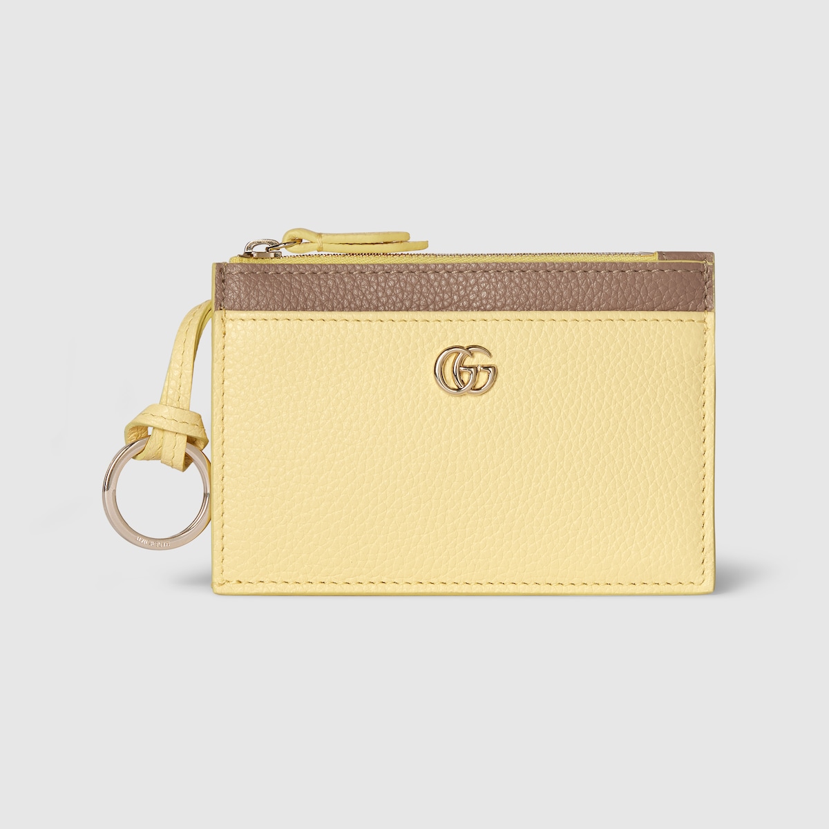 Bi-colour GG Marmont zip key pouch in yellow and brown leather | GUCCI® ES