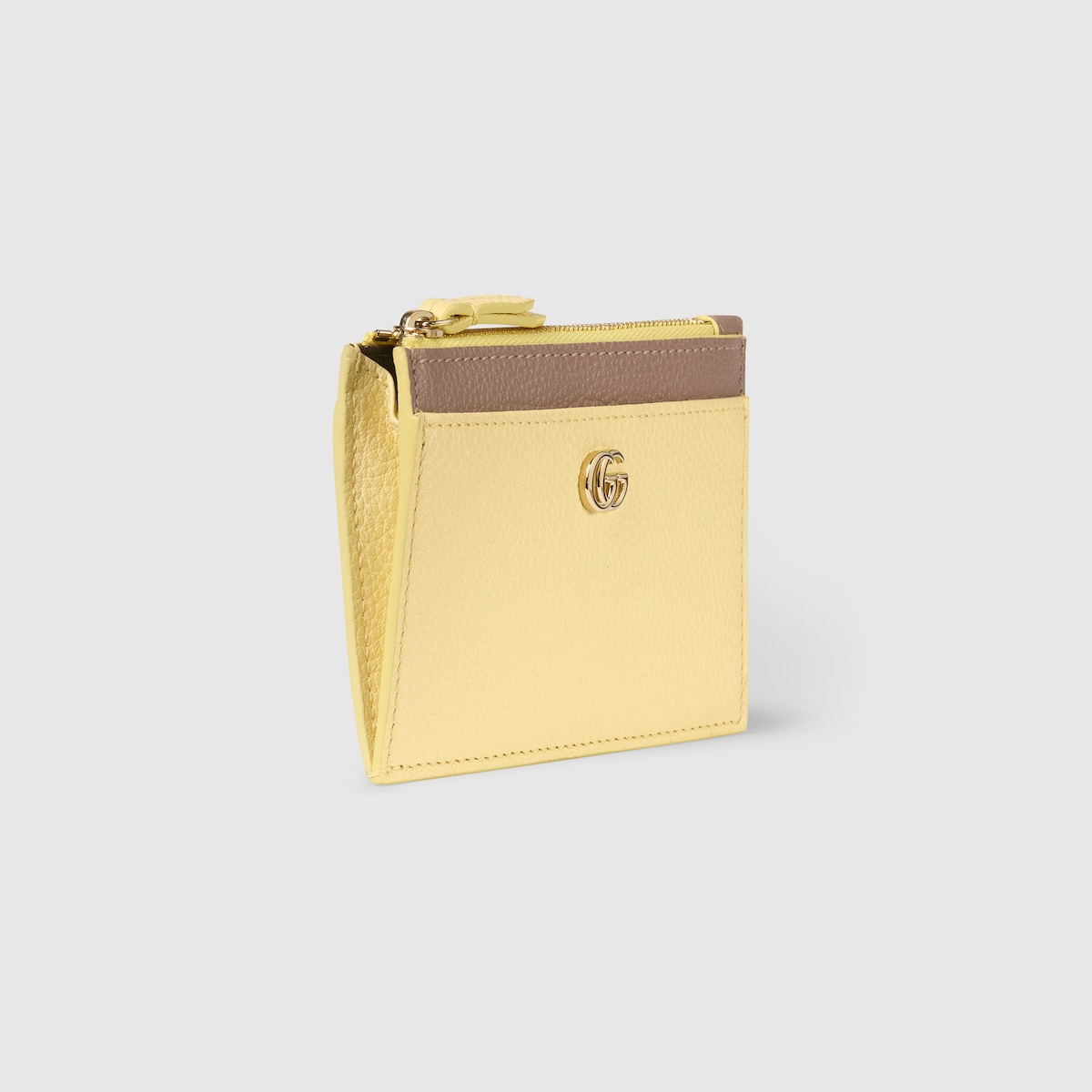 Bi-color GG Marmont zip key pouch in yellow and brown leather | GUCCI® CA