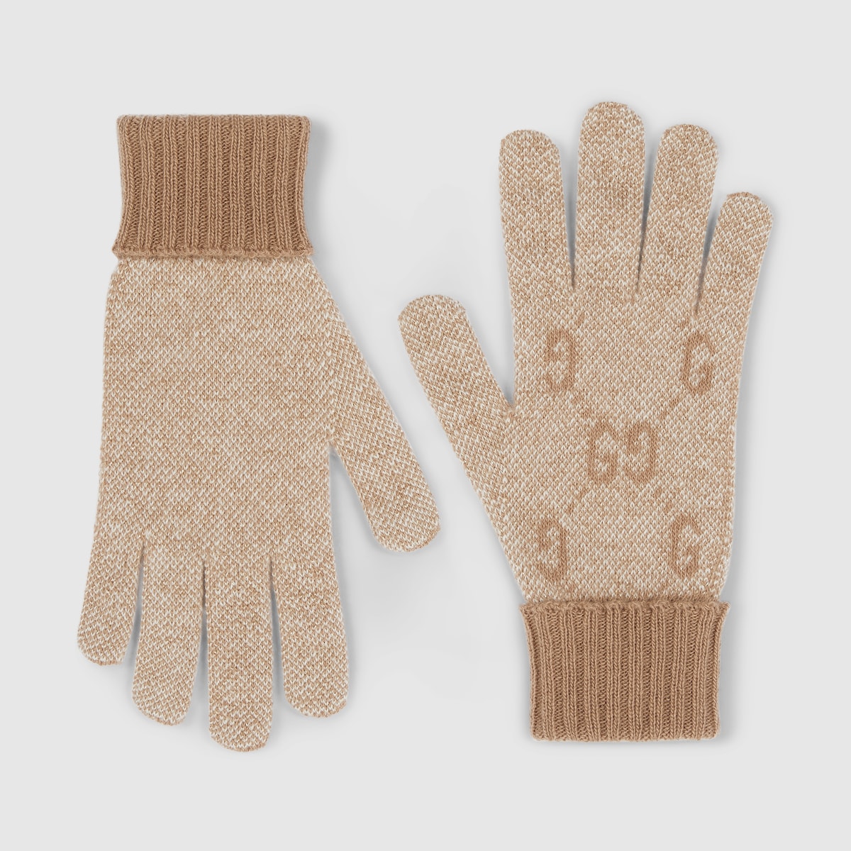 GG cashmere lamé gloves in white and beige | GUCCI® TR