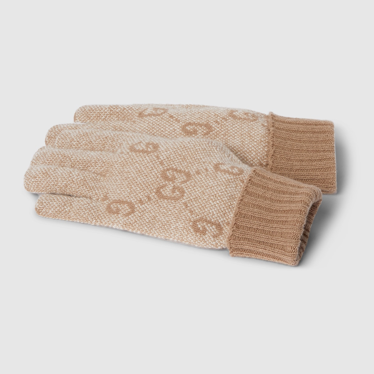 GG cashmere lamé gloves in white and beige | GUCCI® TR