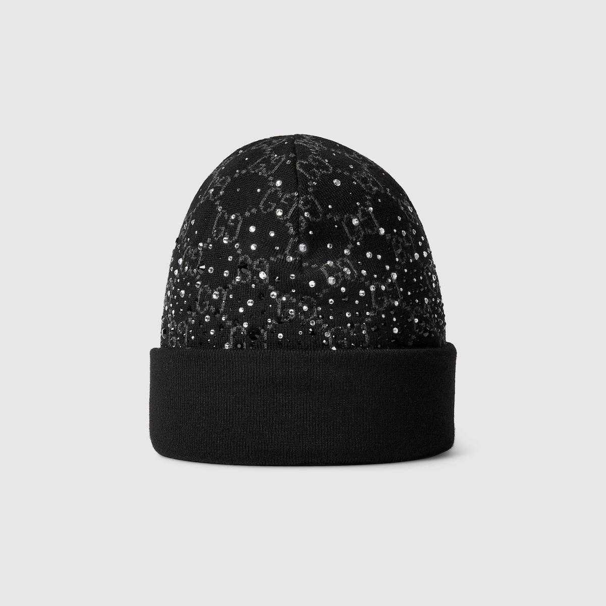 GG wool beanie hat with crystals in black | GUCCI® AE